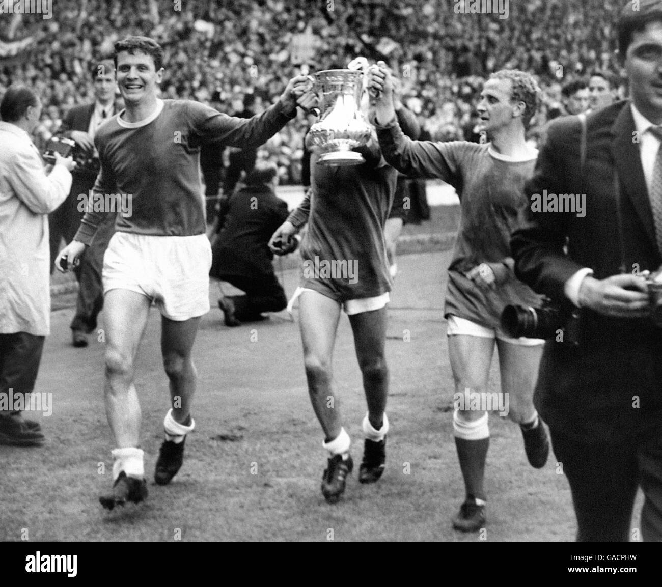 (L-R) Everton's Brian Labone, Mike Trebilcock and Alex Young parade the ...