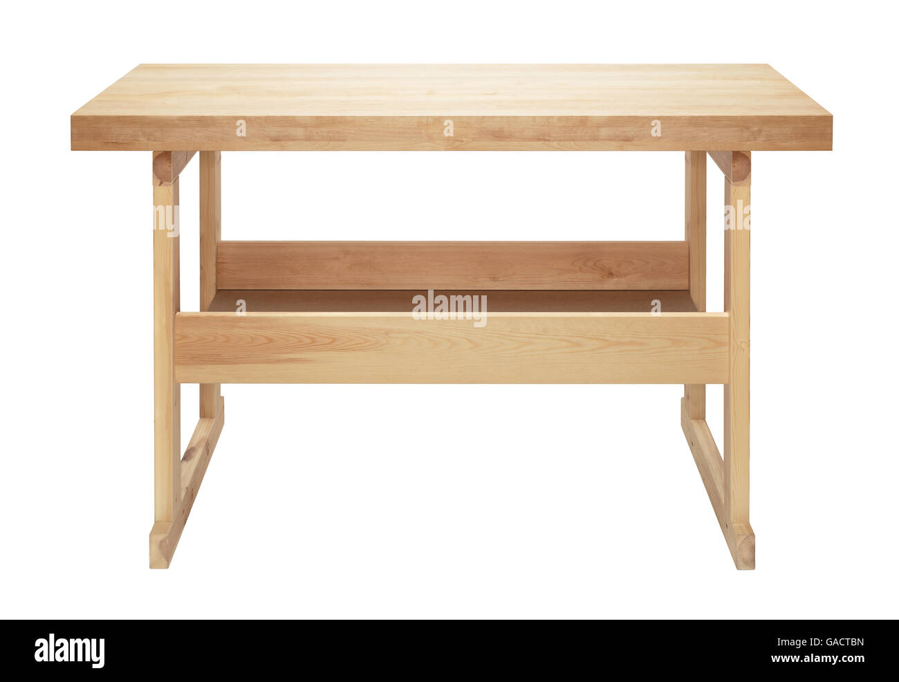 Wooden workbench with shelf. Workshop or garage table isolated on white ...