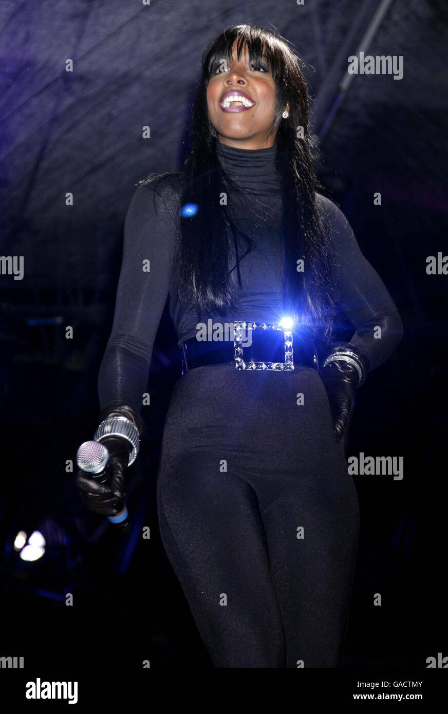 Kelly Rowland performing on stage during the Electronic Arts 'Be The ...