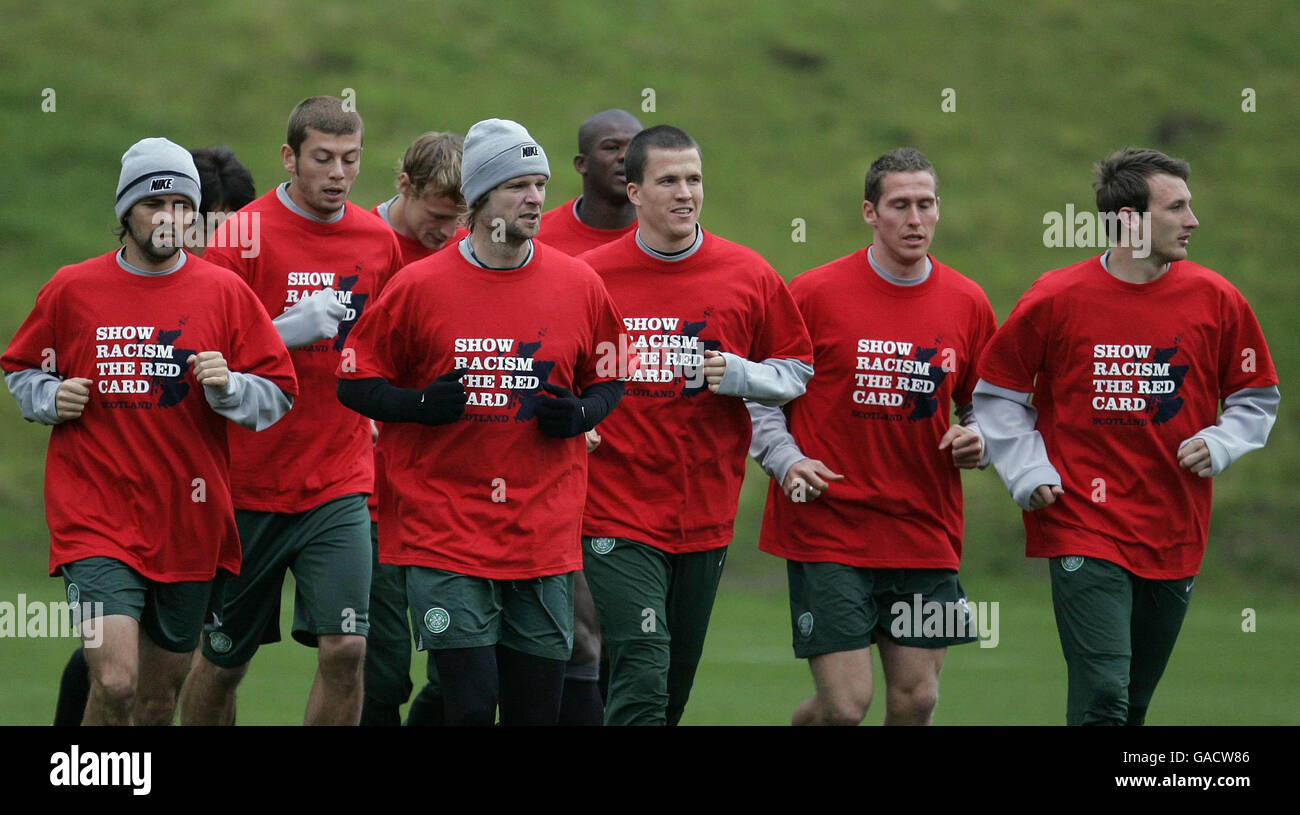 Celtic players during a training session at the Celtic FC Training ...