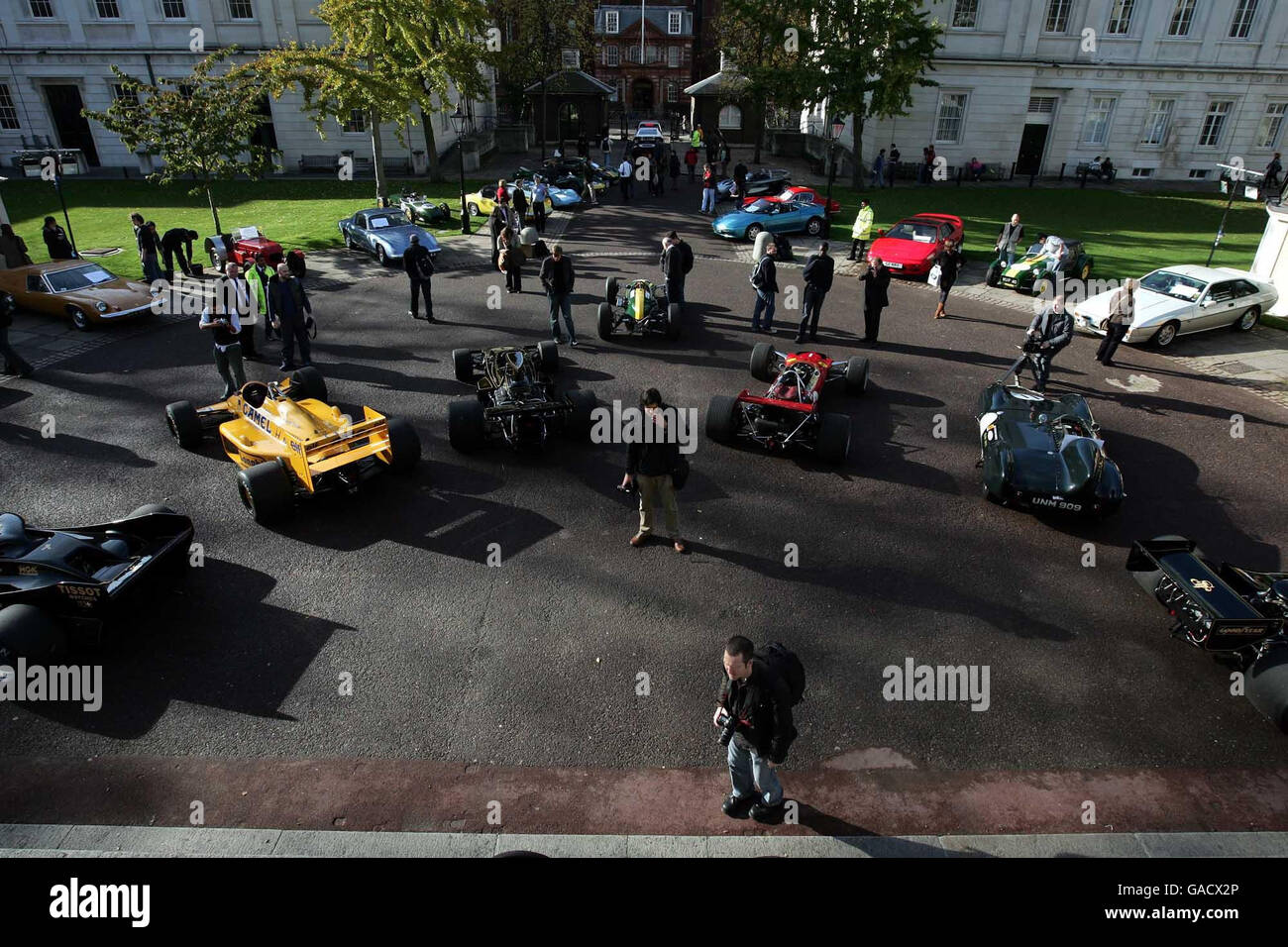 Lotus cars on display at University College London. The cars are being ...