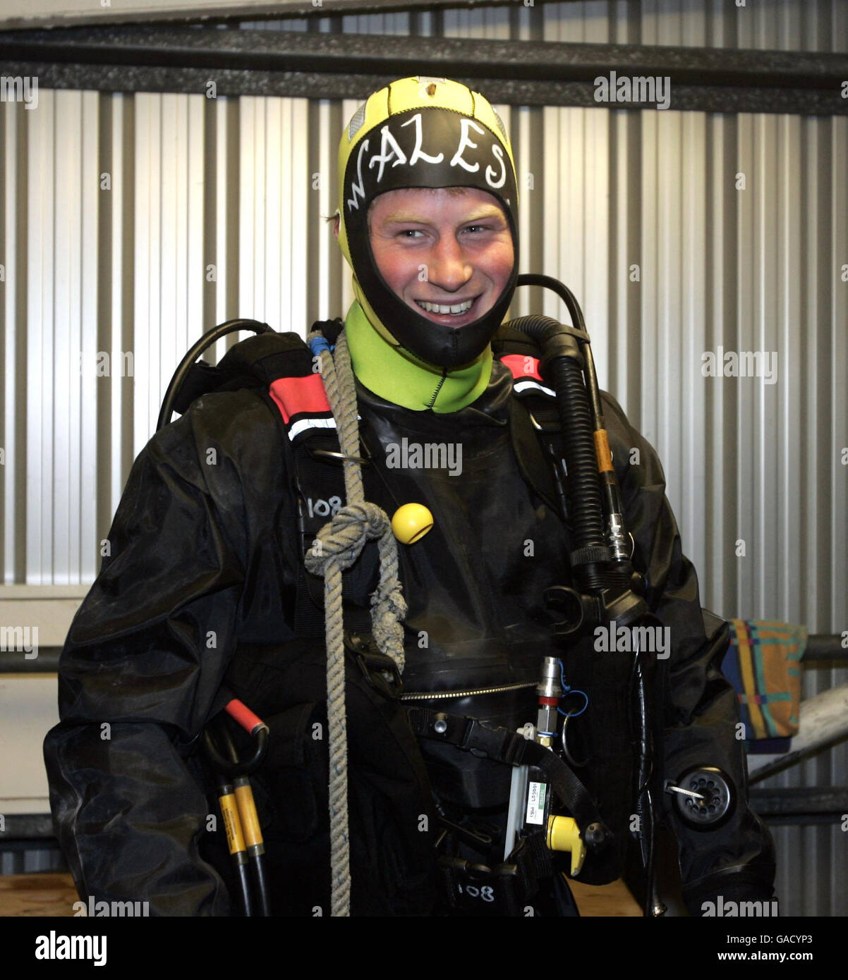 Prince Harry during his visit to the Royal Navy's fleet diving squadron ...