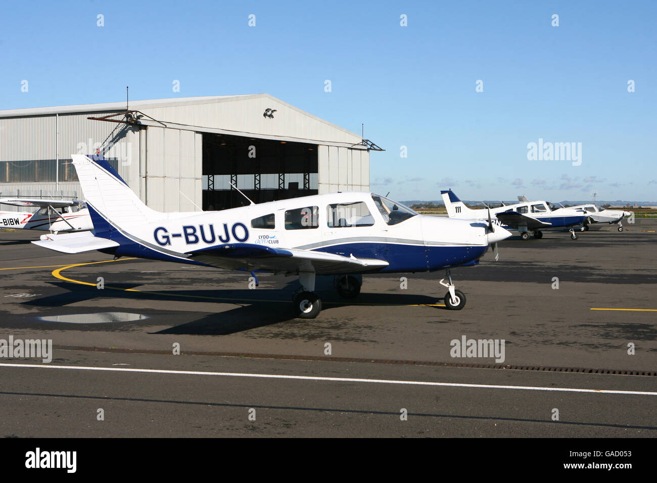 Transport - Lydd (London Ashford) Airport. A light aircraft and hanger ...