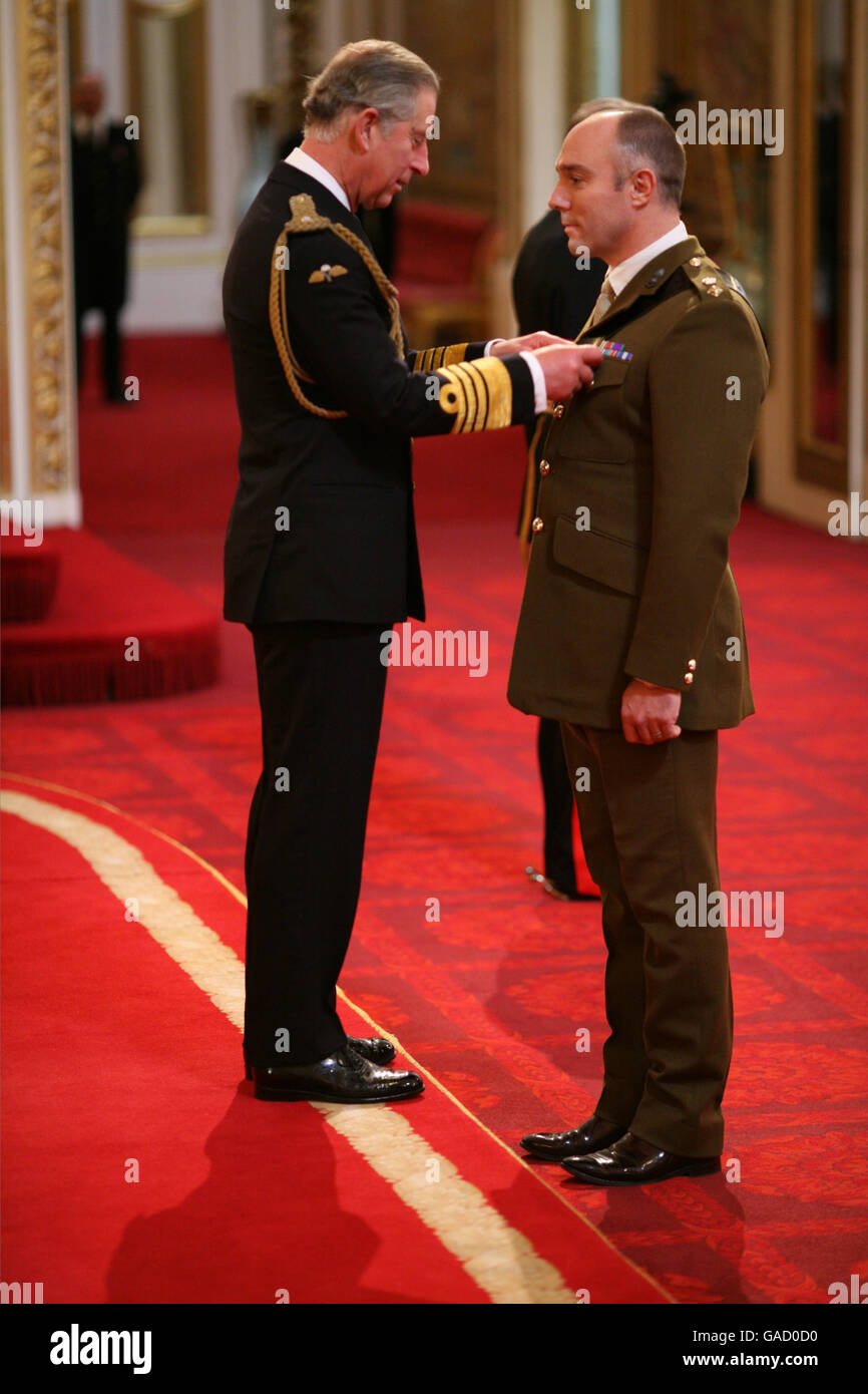 Lieutenant Colonel Miles Brown is made an MBE by the Prince of Wales at ...