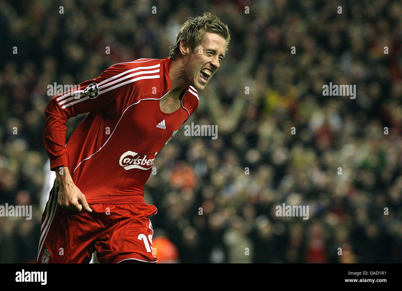 Liverpools peter crouch celebrates goal uefa champions league match ...