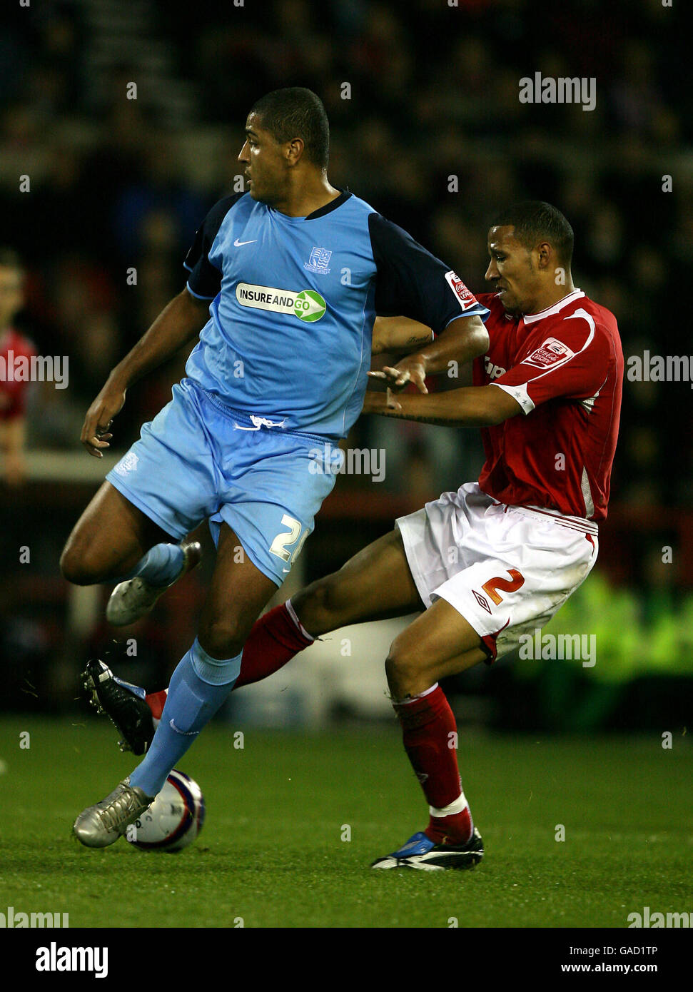 Nottingham Forest's Kelvin Wilson and Southend United's Leon Clarke ...