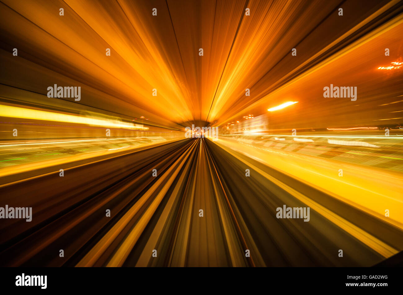 HIgh speed travel light beams Dubai Metro Stock Photo - Alamy