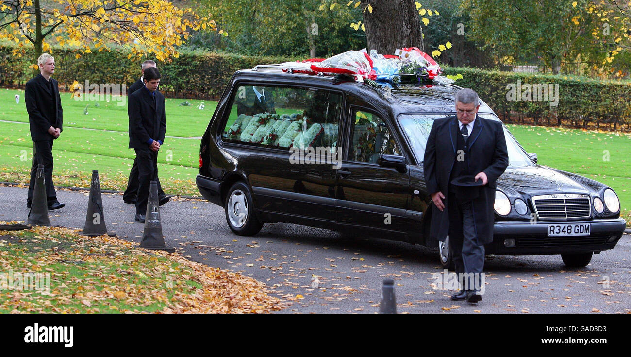 The hearse carrying the coffin of Guy Davies, who was killed whilst ...