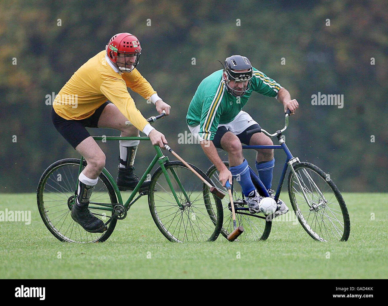 Bicycle polo. Members of the Dublin Phoenix Bicycle Polo team practice ...