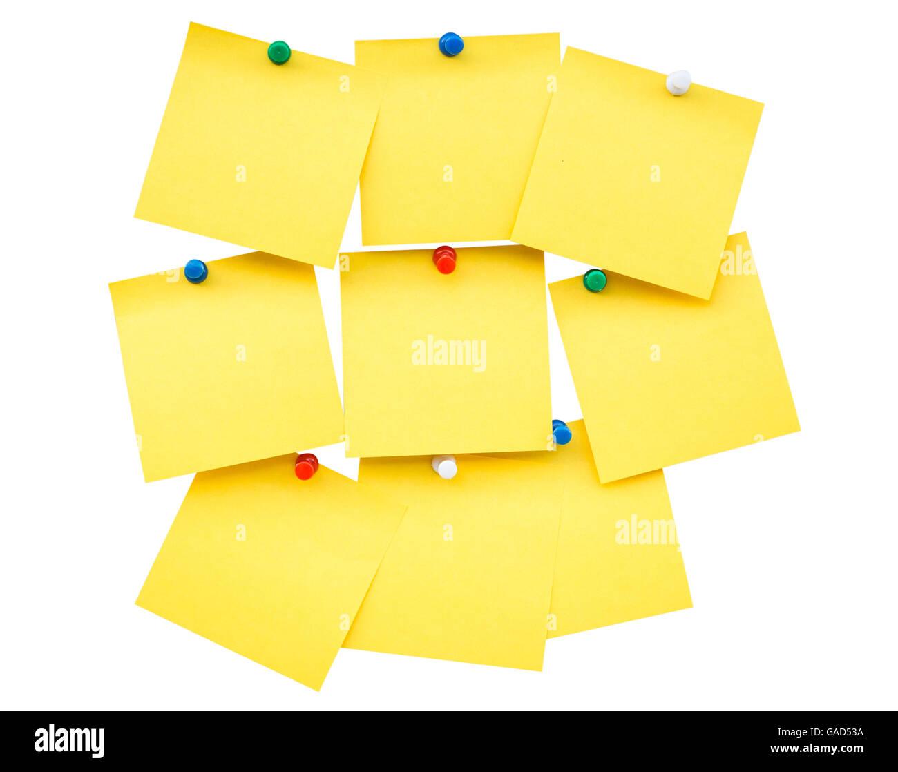 Sticky yellow blank note and pin on isolated with clipping path Stock ...
