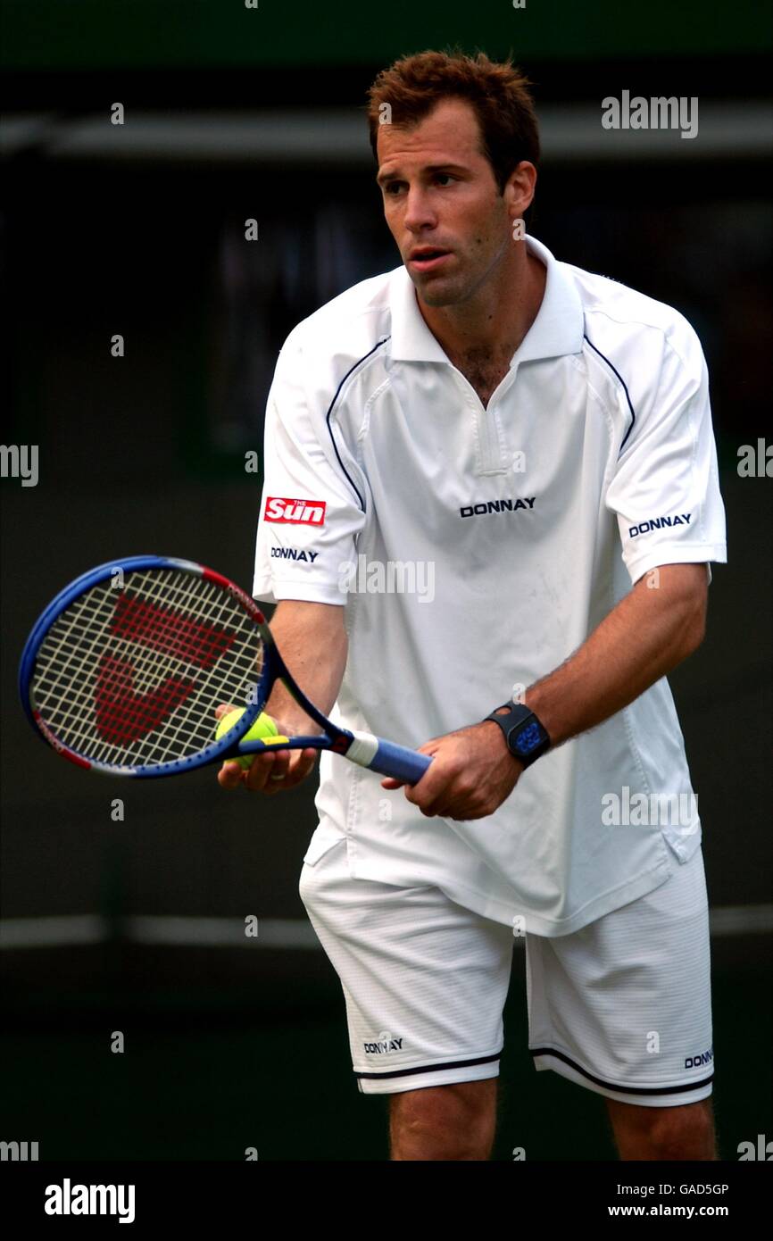 Greg Rusedski in action during his match with Jurgen Melzer Stock Photo ...