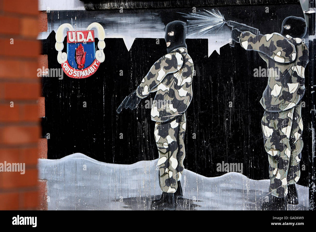 A general view of a UDA Mural in Sandy Row on Remembrance Day in ...