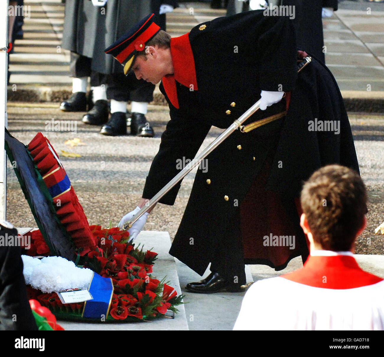Prince William lays a wreath during a ceremony at the Cenotaph, London ...