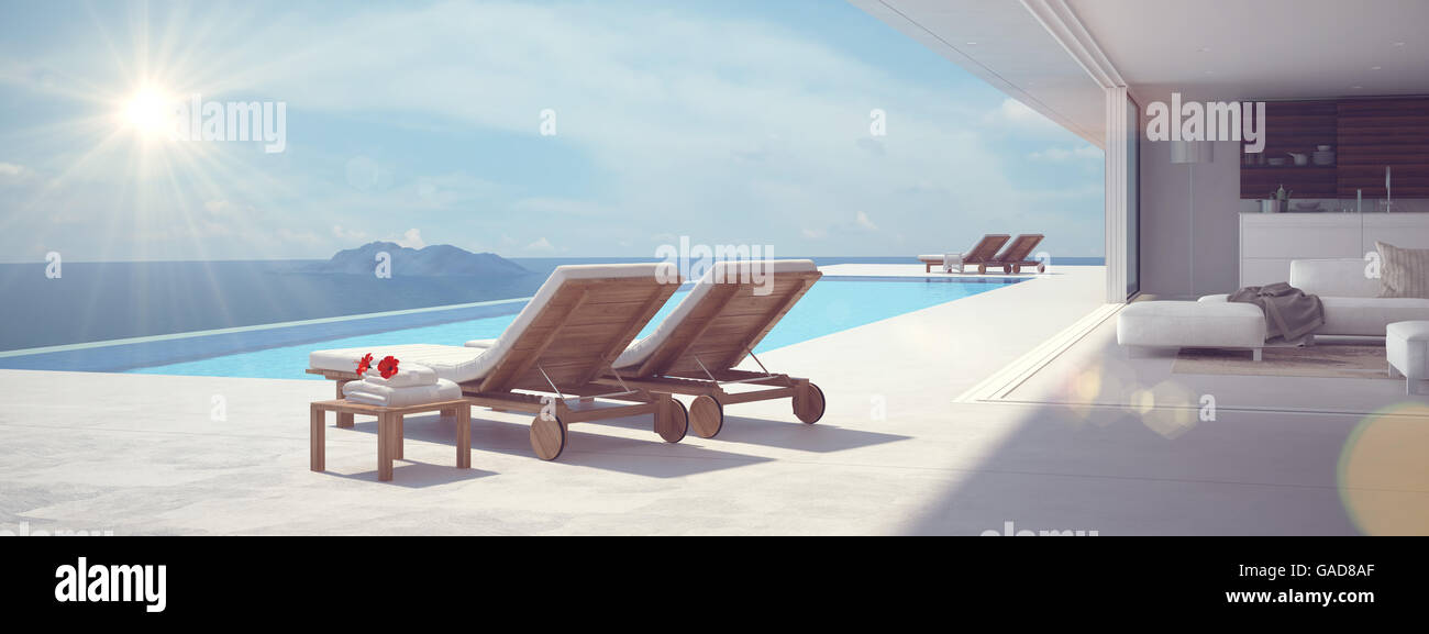luxury swimming pool. color edit.3d rendering Stock Photo - Alamy