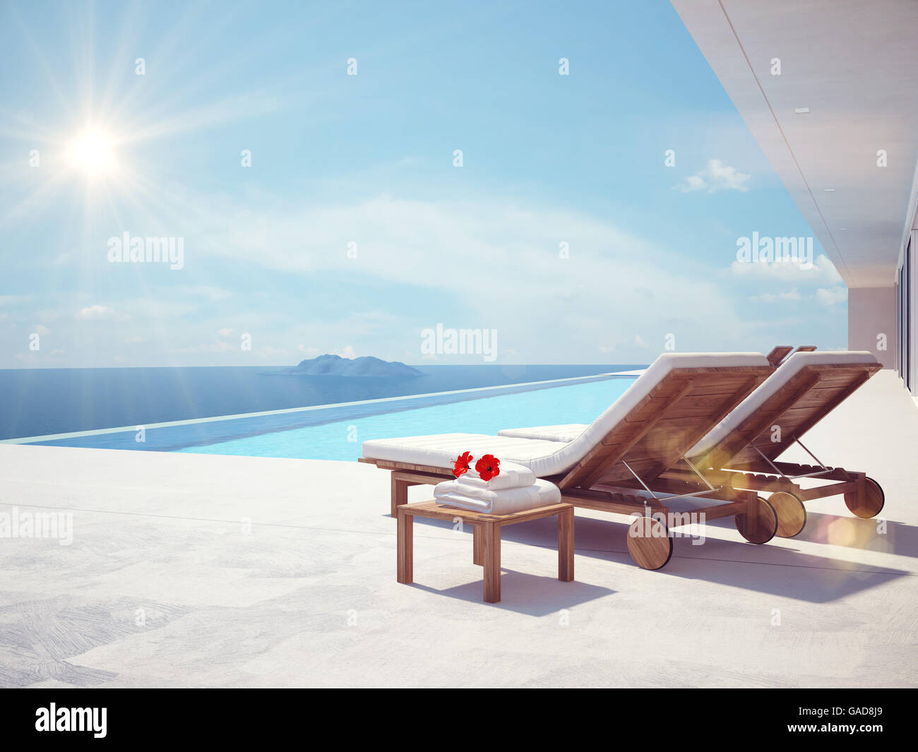 luxury swimming pool. color edit.3d rendering Stock Photo - Alamy