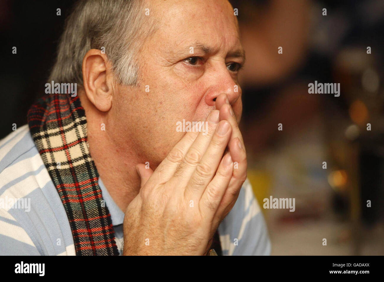 A Scotland fan watching the big game against Italy in the Croft Pub ...