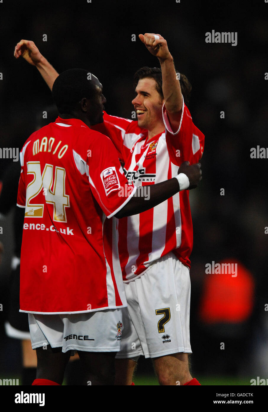 Cheltenham Town's Steven Gillespie celebrates at the final whistle ...