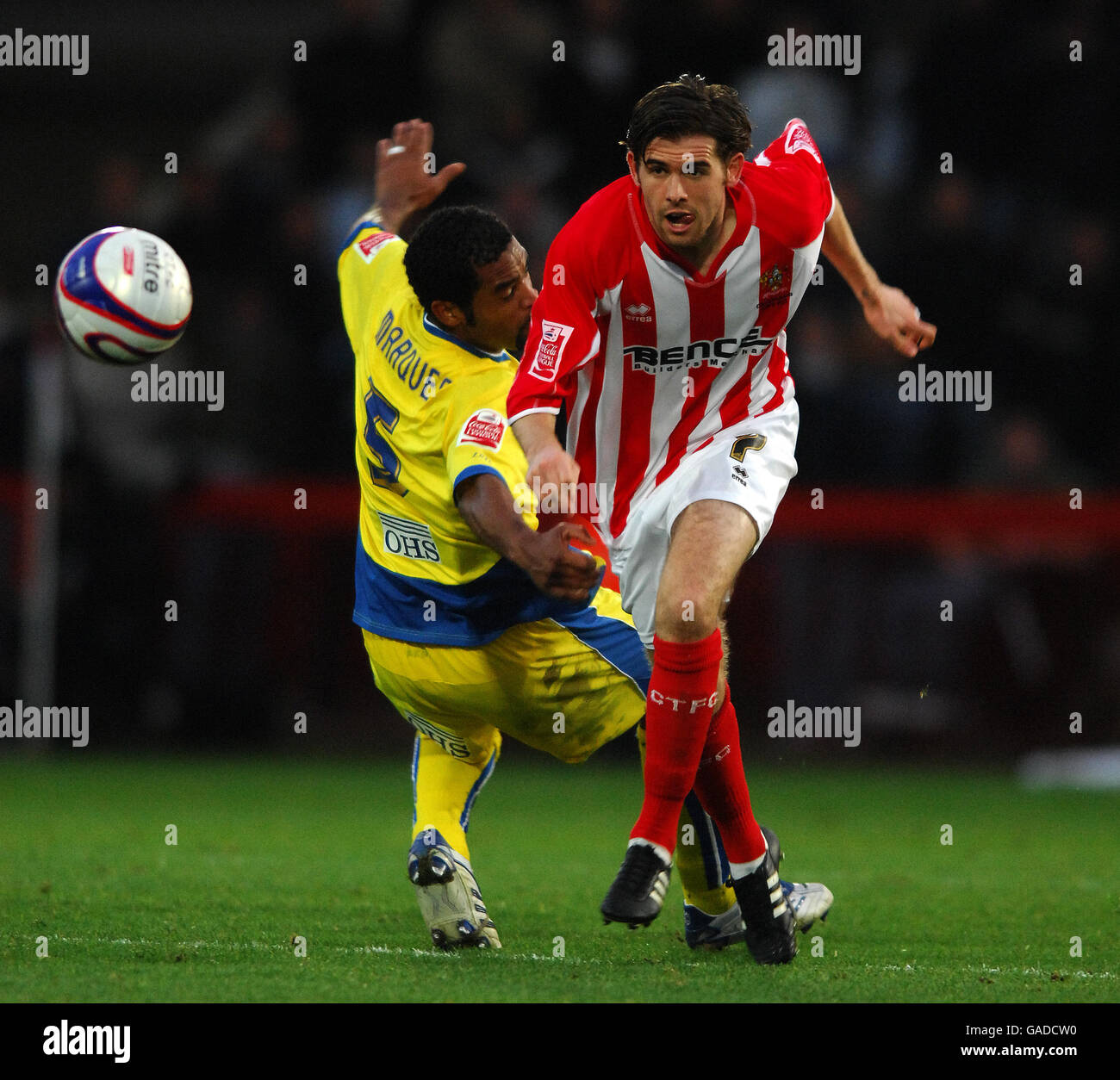 Cheltenham Town's Steven Gillespie and Leeds United's Rui Marques Stock ...