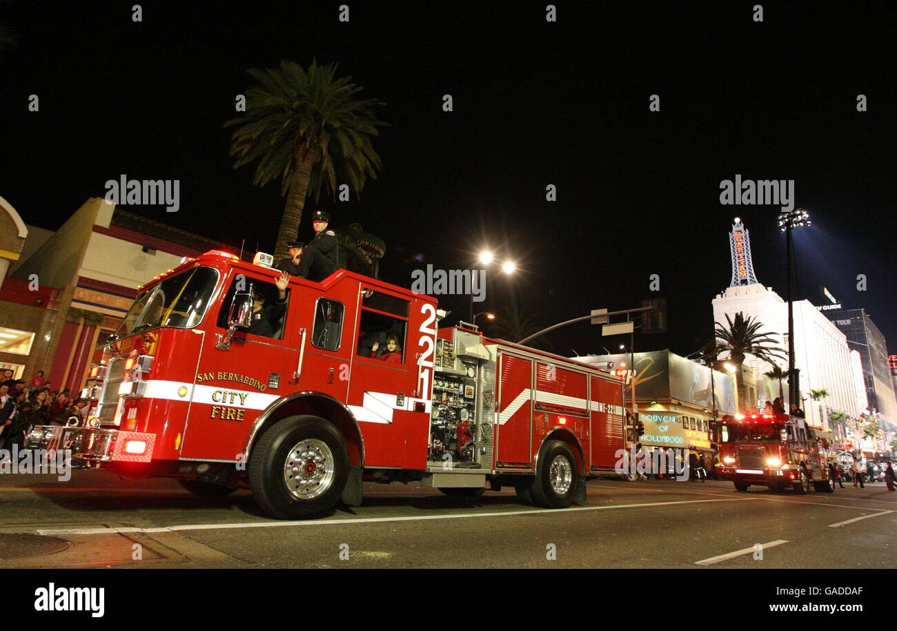 Firemen take part in the Hollywood Holiday Parade in Los Angeles Stock ...
