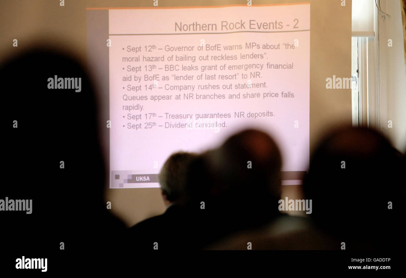 A Northern Rock sare holders meeting takes place at the Station Hotel ...
