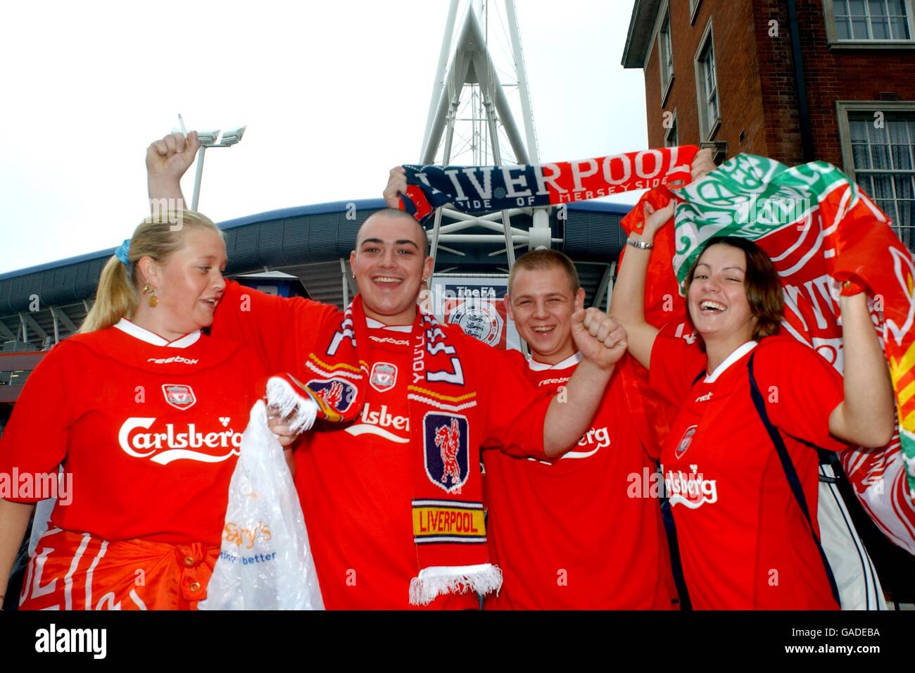 Liverpool fans soak up the atmosphere before the start of the game ...