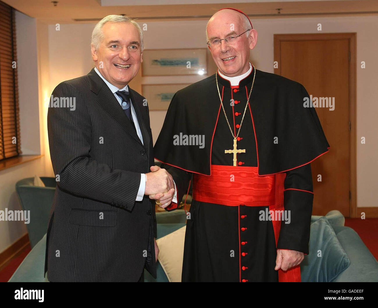 Taoiseach Bertie Ahern pictured with the new Cardinal Sean Brady after ...