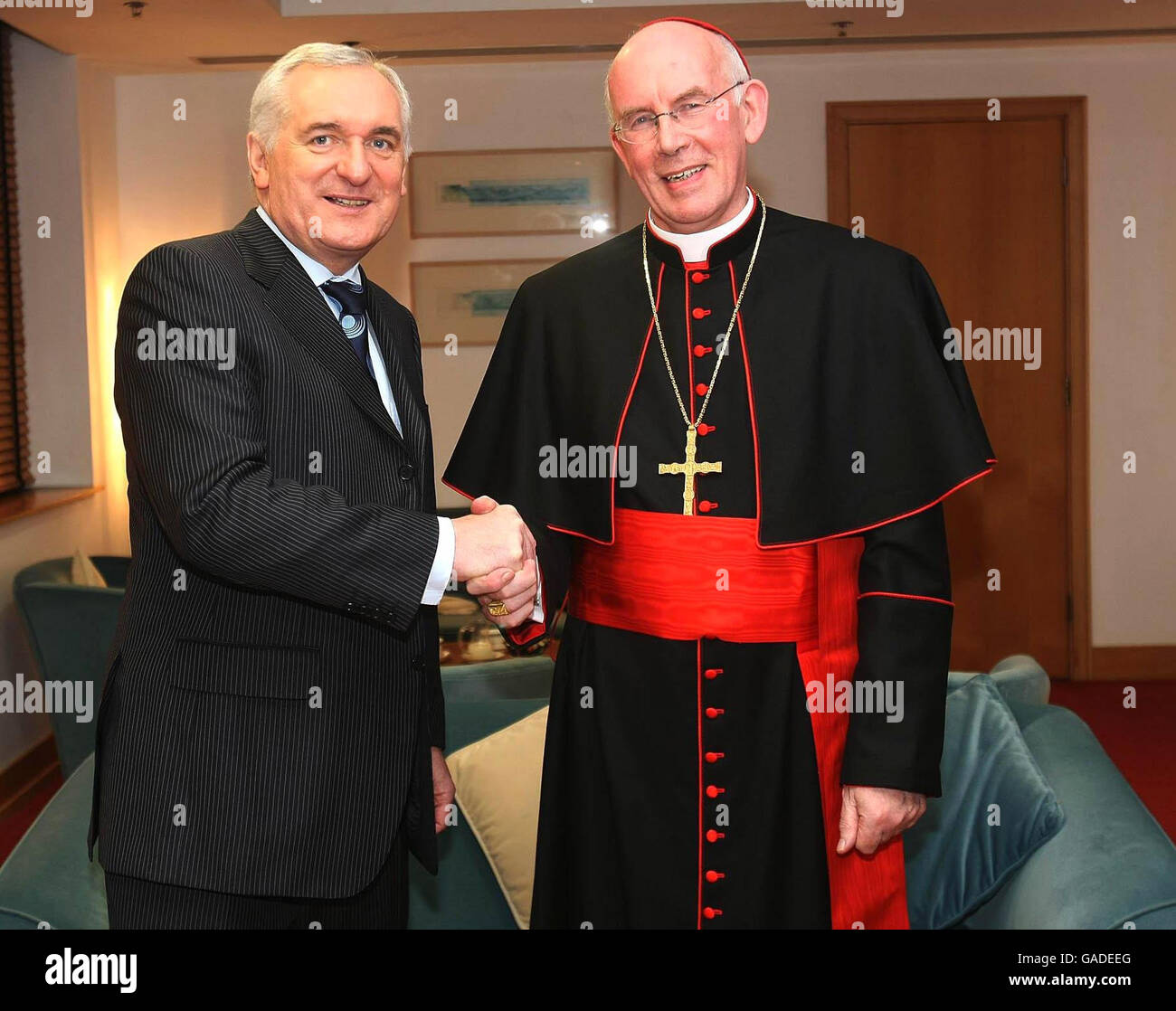 Taoiseach Bertie Ahern pictured with the new Cardinal Sean Brady after ...