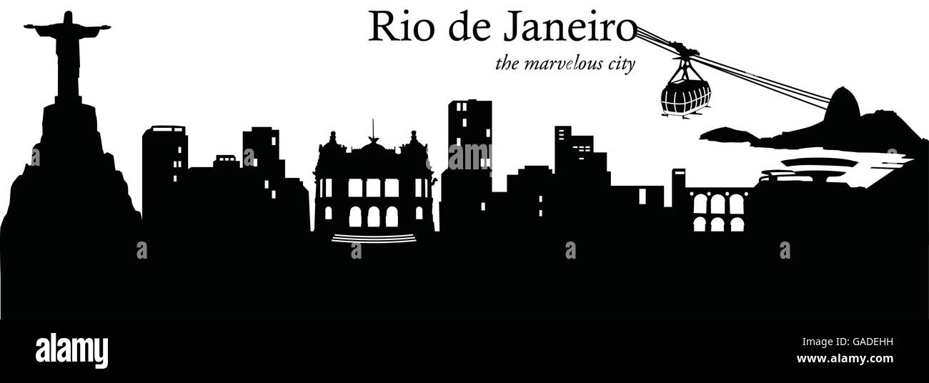 Vector illustration of the skyline of Rio de Janeiro, Brazil Stock ...