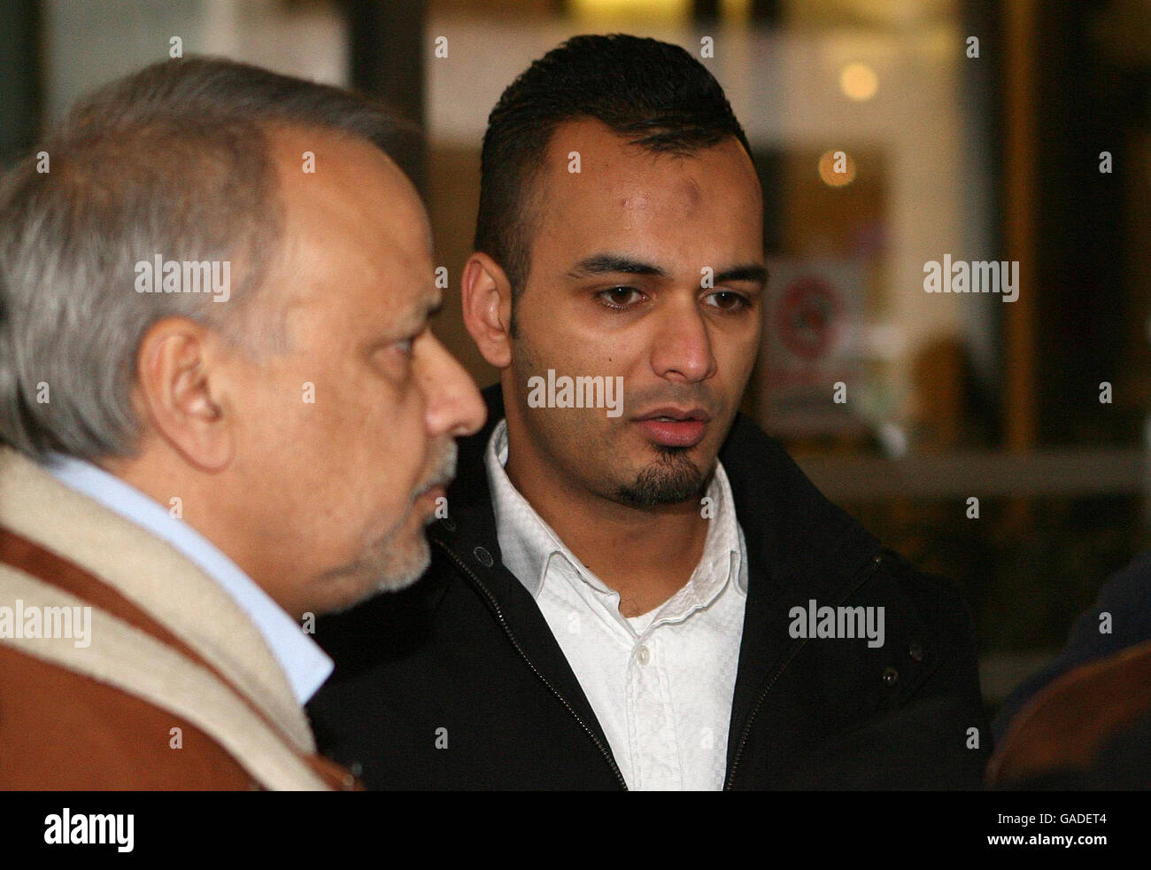 Sair Ali (R) husband of murdered Sana Ali with her father Zafir Ali (L) outside Manchester Crown ...