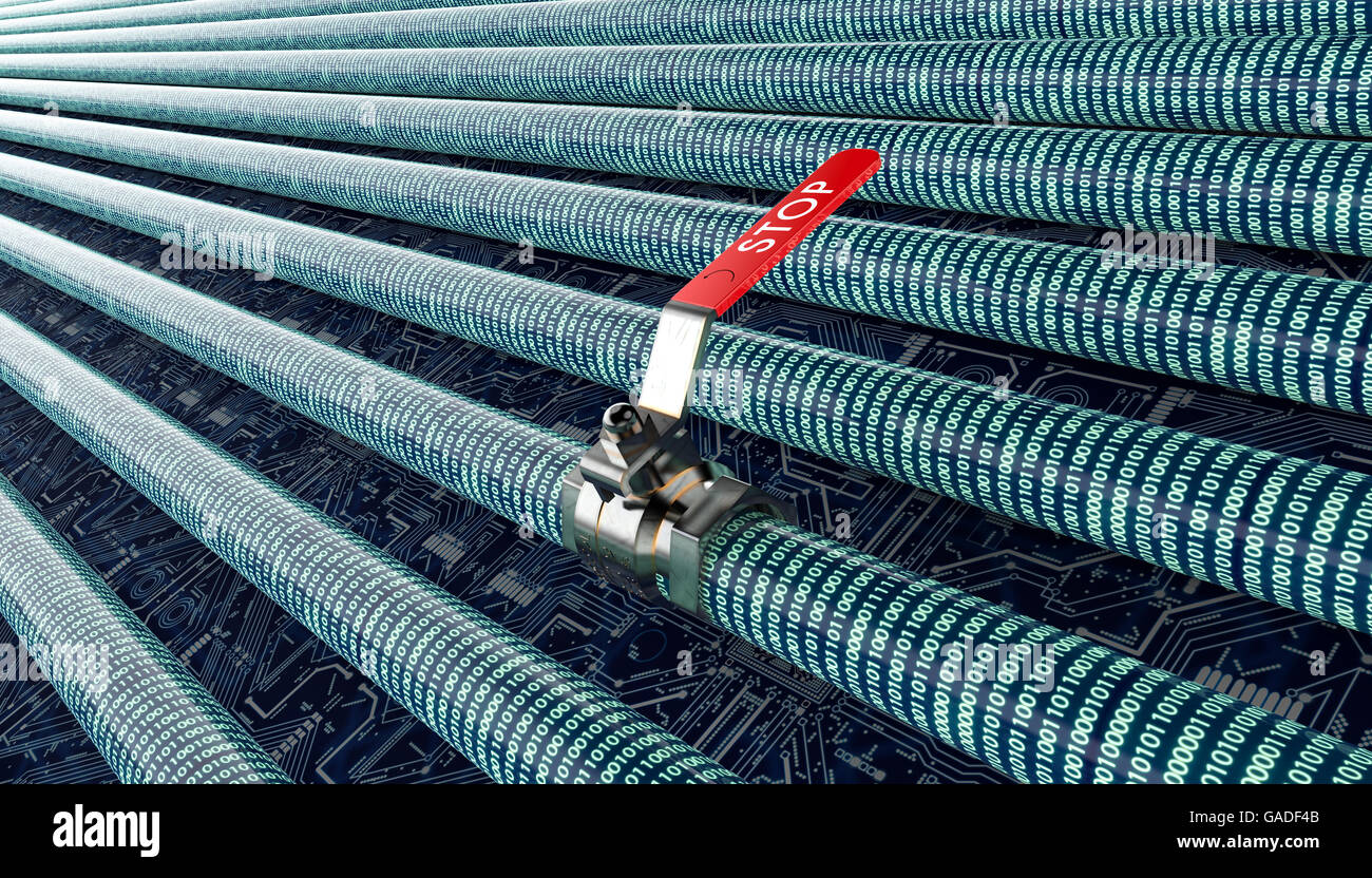 digital pipe with data and a stop handle, 3d illustration Stock Photo ...