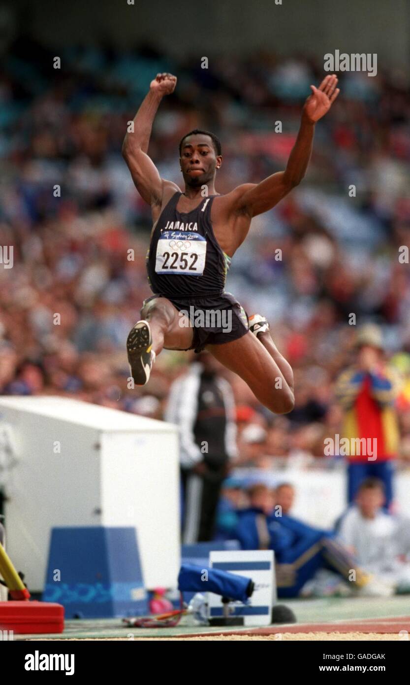 Jamaica's James Beckford in action during the Men's Long Jump Stock ...