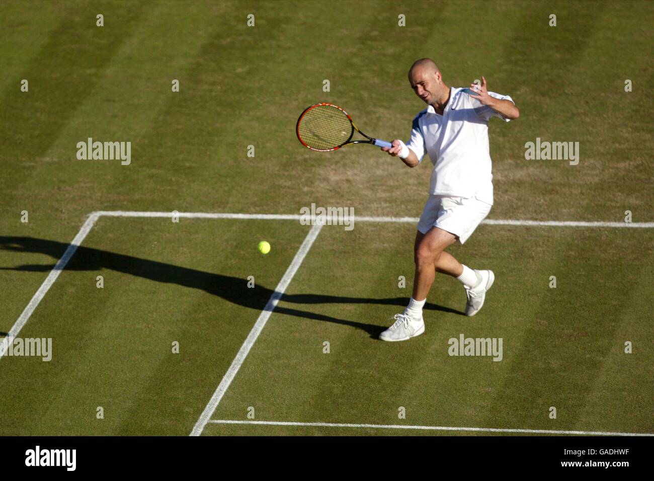 Tennis - Wimbledon 2002 - Second Round. Andre Agassi in action during ...