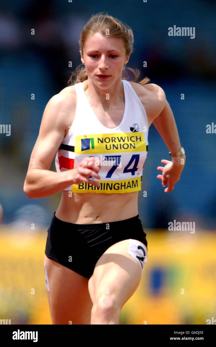 Amanda forrester in action during the 100 metres hi-res stock ...