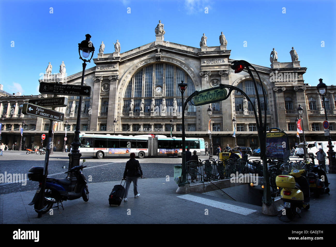 Facade of the gare du nord railway station in paris hi-res stock ...