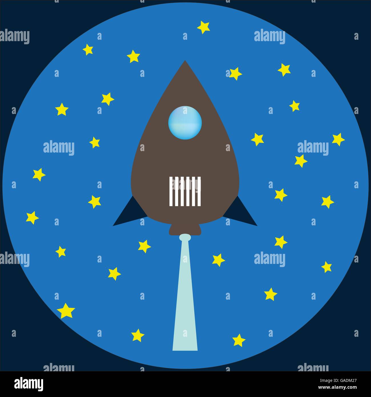 Rocket flat illustration blue colors Stock Vector Image & Art - Alamy