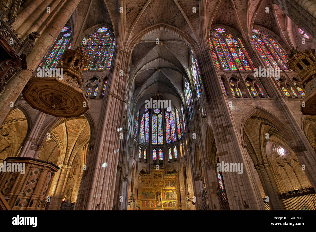 Gothic cathedral of Leon. Castilla y Leon, Spain Stock Photo - Alamy