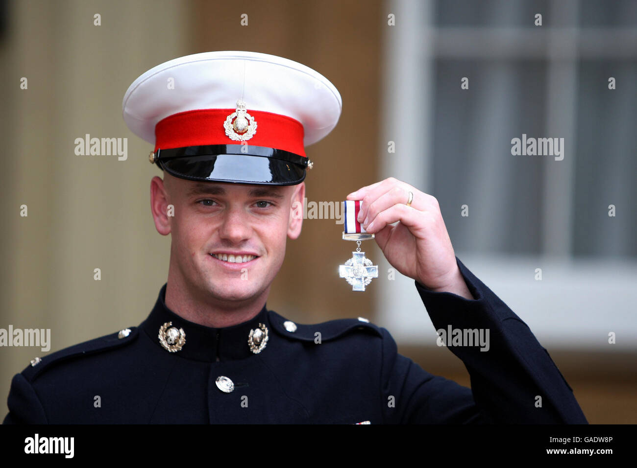 Royal Marine soldier Corporal John Thompson after receiving the ...