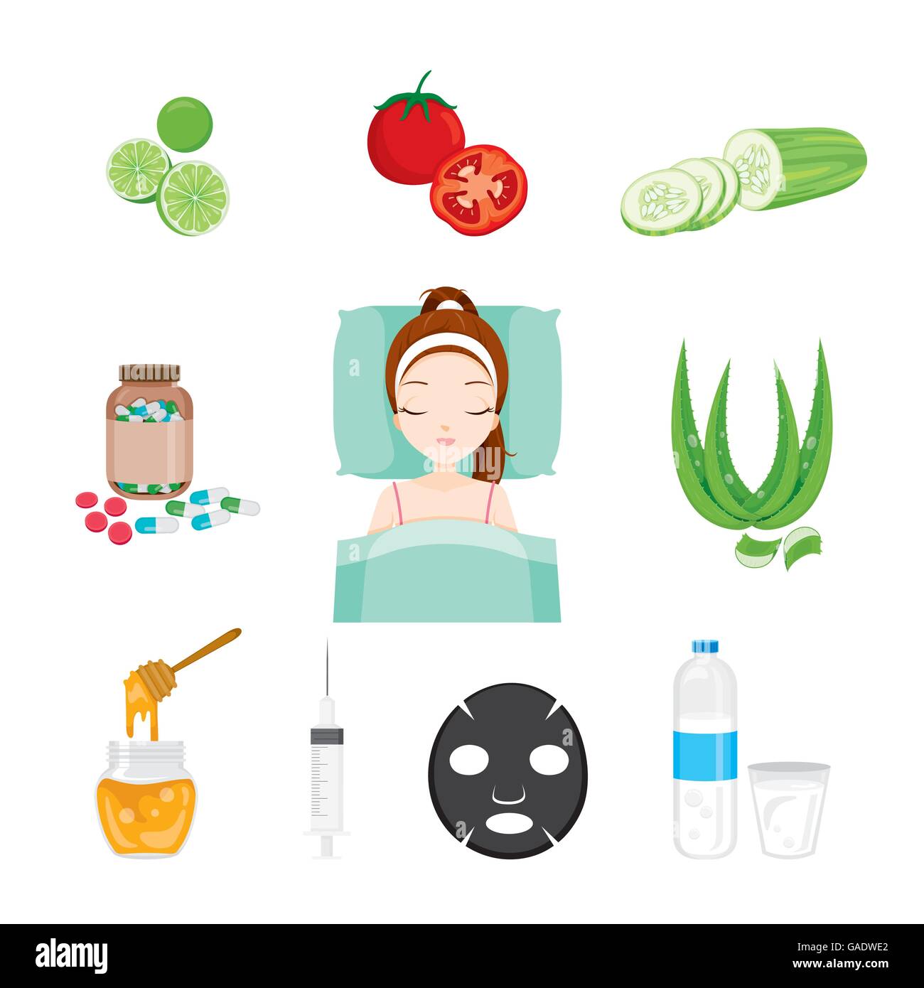 Health Skin Face And Body Icons Set, Facial, Beauty, Cosmetic, Makeup ...