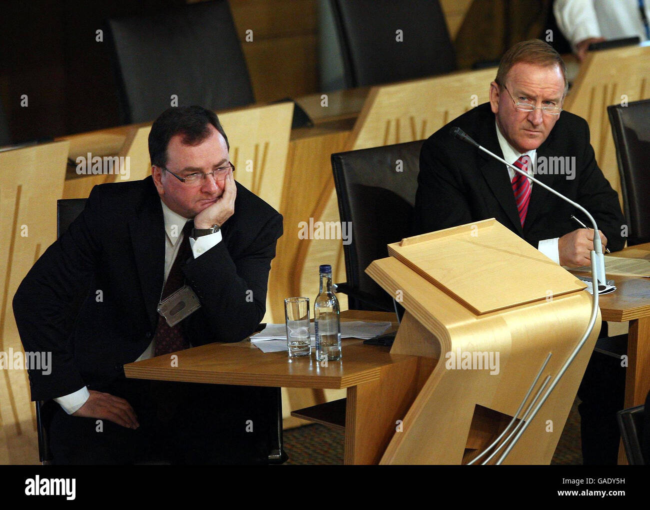 Scottish MSP's Charlie Gordon (left) and Tom McCabe watch Scottish ...