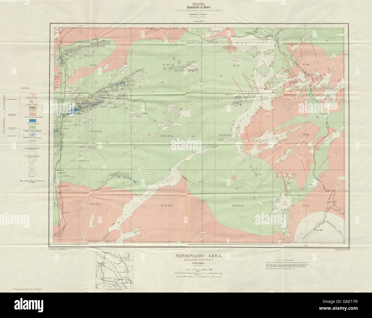 CANADA: Missinaibi Area Algoma district Ontario. Geology, 1926 vintage ...