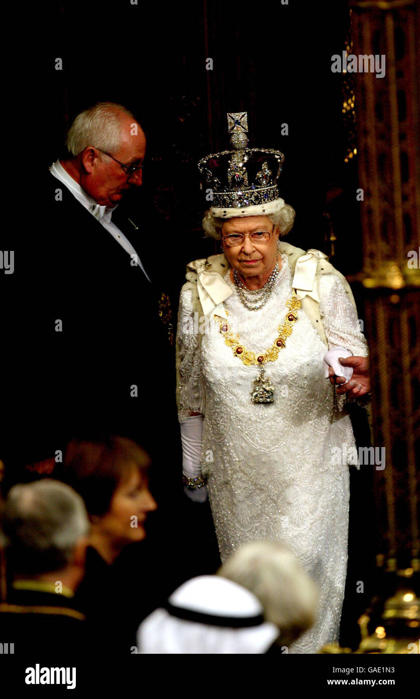 Queen Elizabeth II is seen at the State Opening of Parliament in London ...