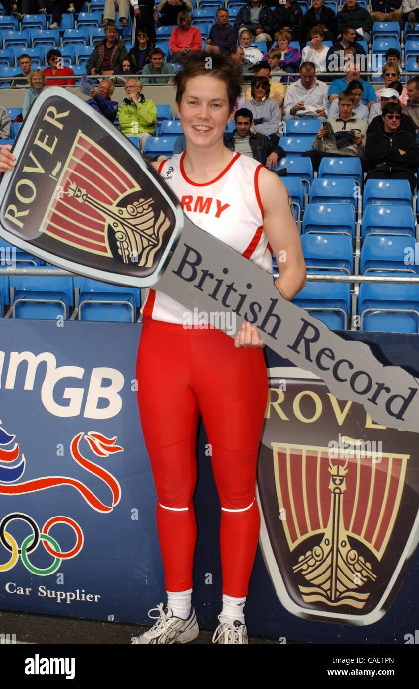 Kelly Morgan celebrates a new British Record in the women's javelin ...