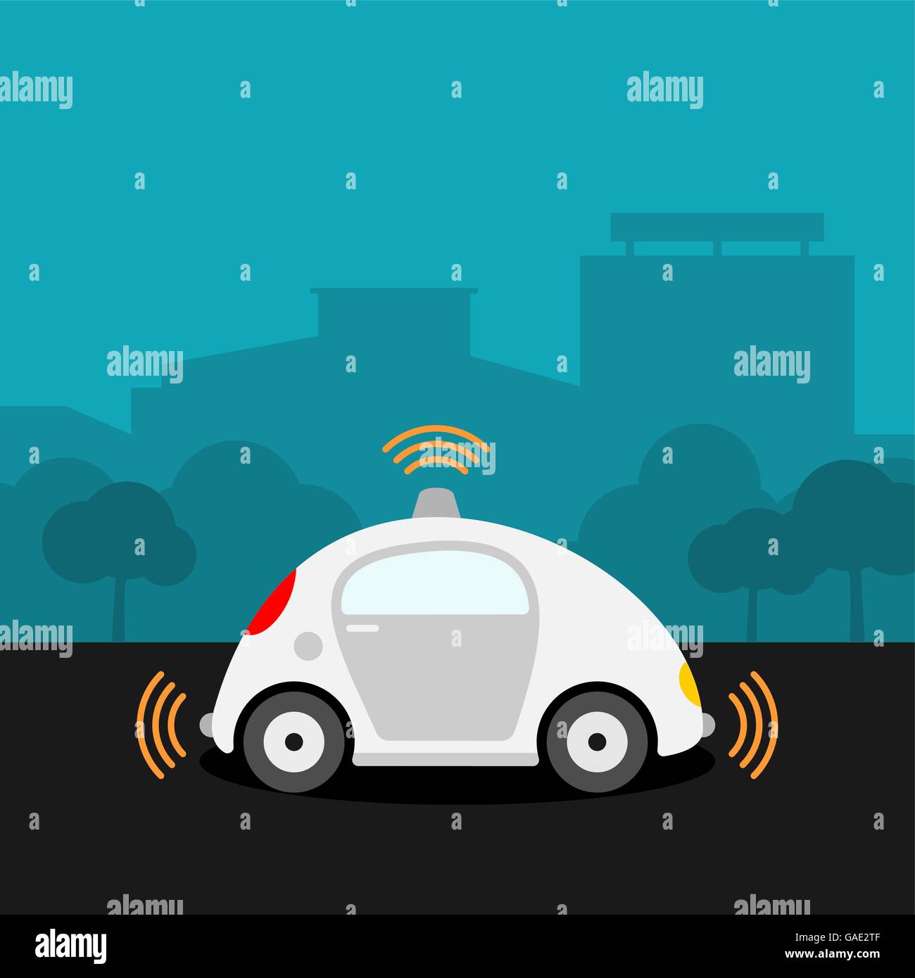 Driverless vehicle future street Stock Vector Images - Alamy