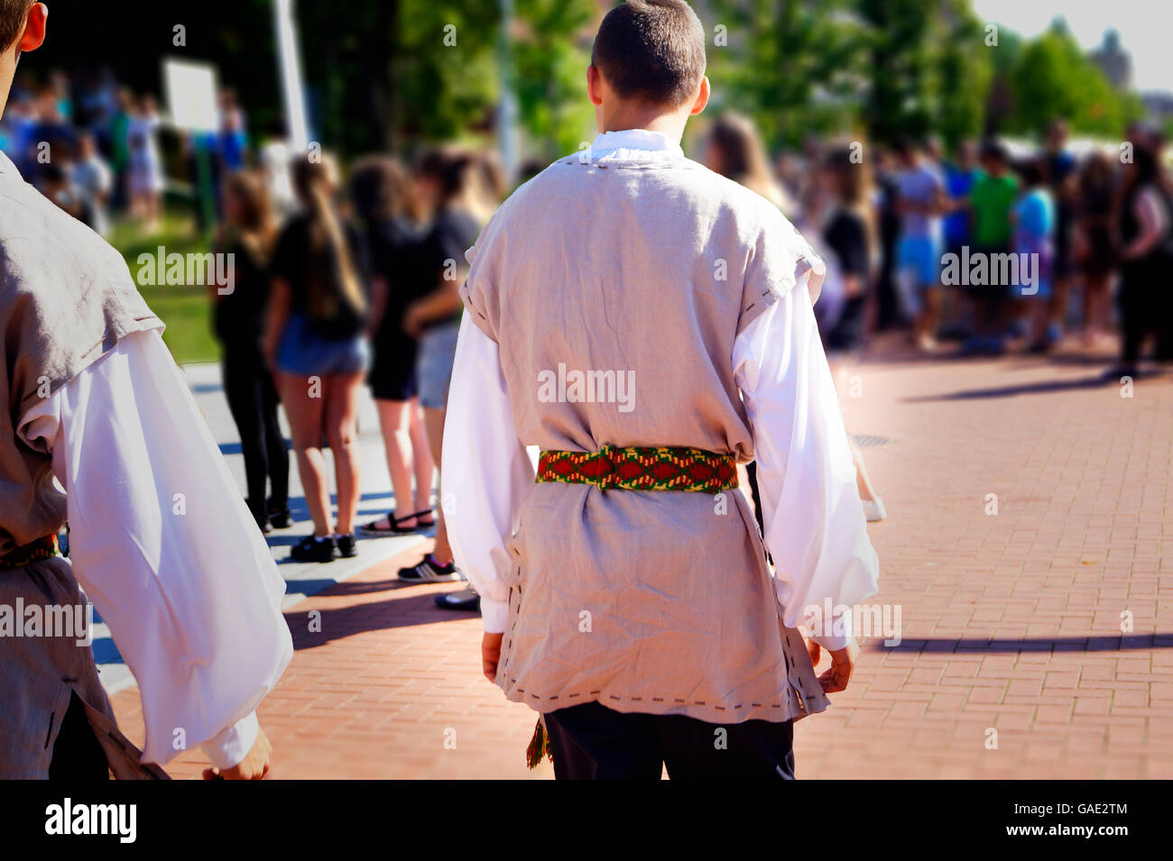 The festival in Lithuania city. Lithuanian man in traditional clothing ...