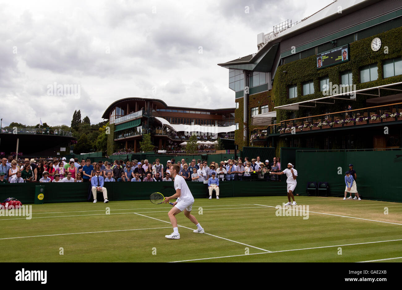 Jonathan Marray (left) and Adil Shamasdin in action in the doubles on ...