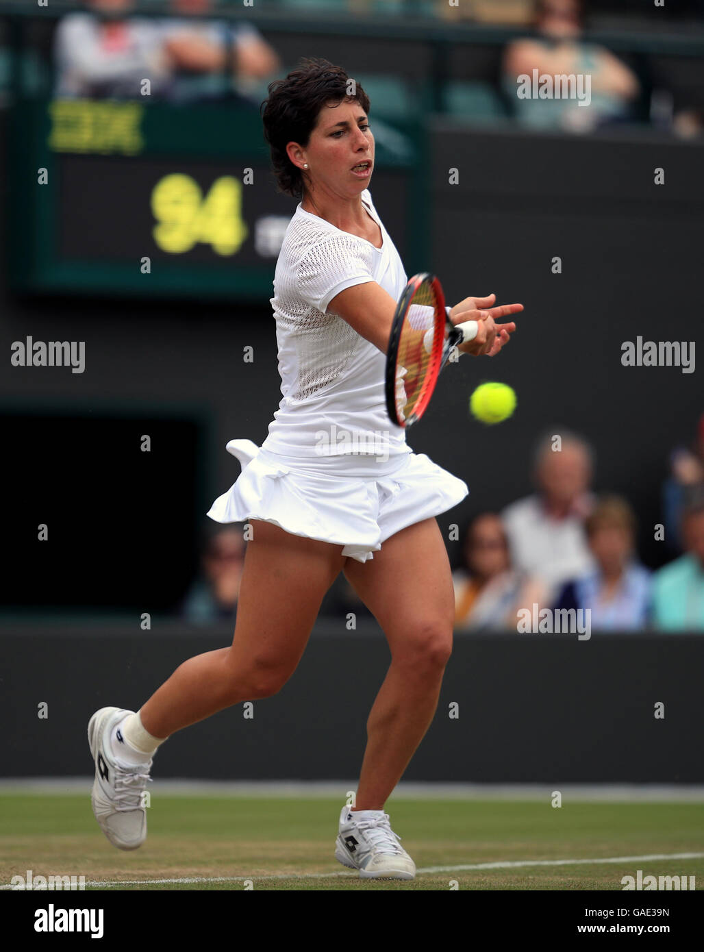 Carla Suarez Navarro in action against Venus Williams on day seven of ...