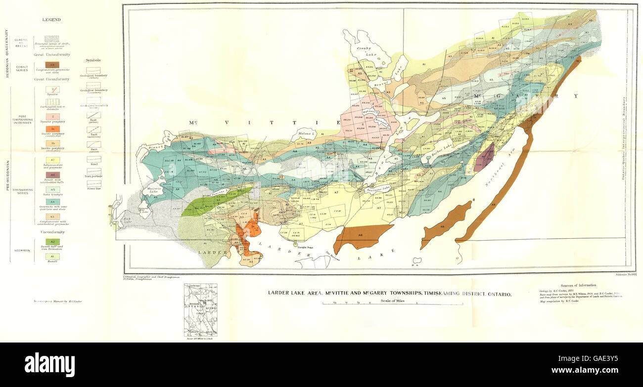 ONTARIO: Larder lake, McVittie McGarry townships, Timiskaming. Geology ...