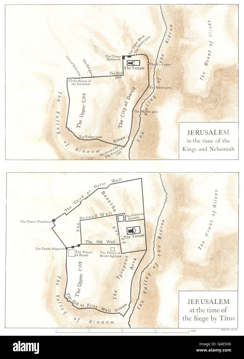 ISRAEL: Jerusalem at time of Kings & Nehemiah;at time of Siege by Titus ...