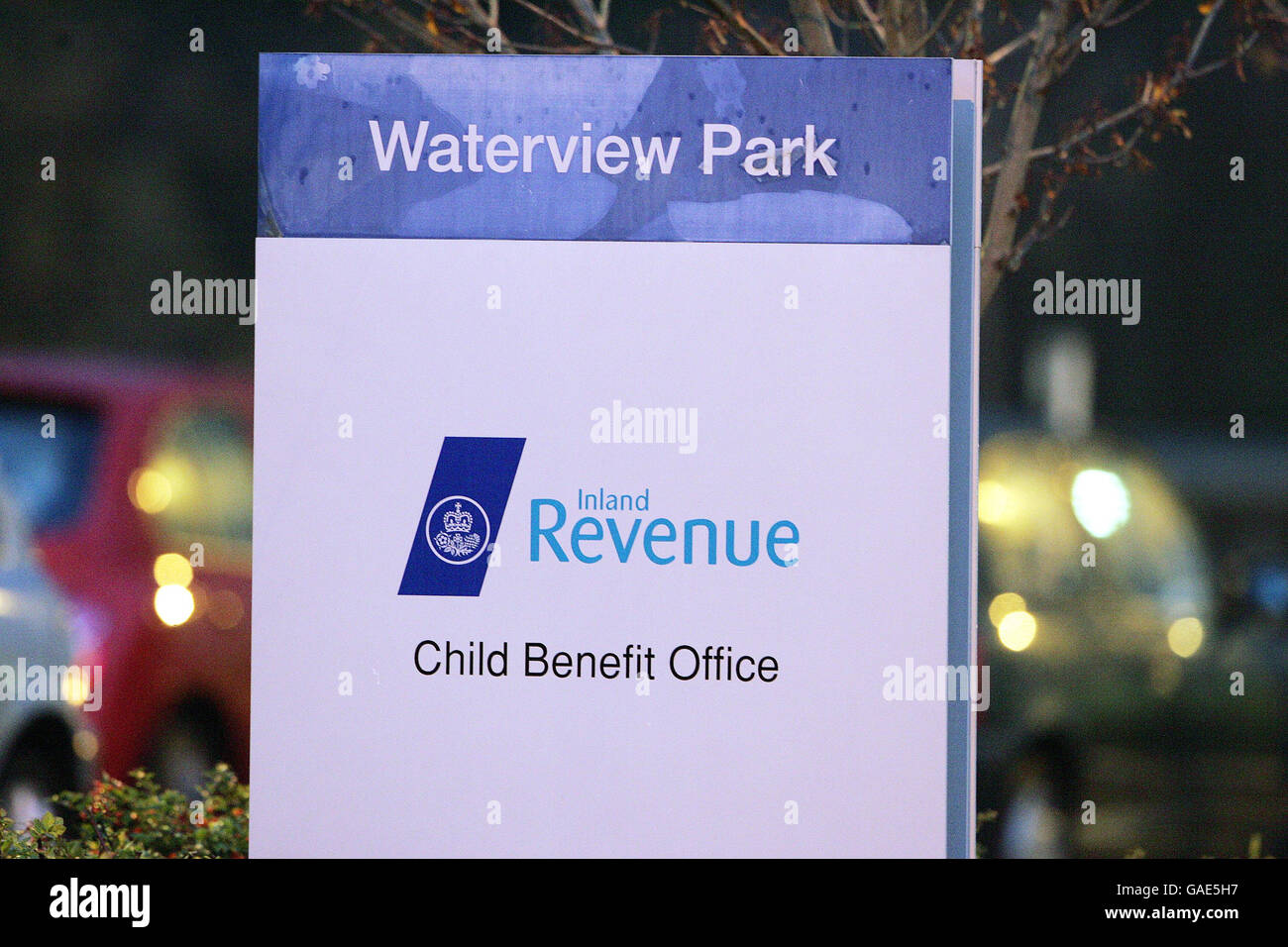 A sign by the HM Customs and Revenue office in Waterview Park in ...