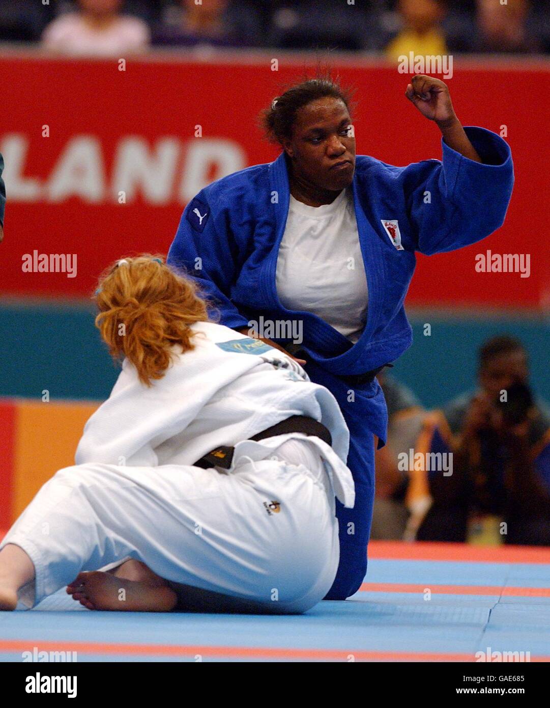 England's Simone Callender celebrates her win over Wales' Angharad ...